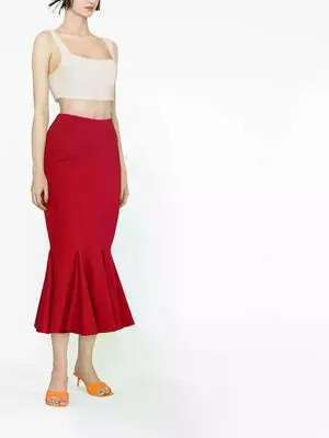 Attico Flared Hem Midi Skirt