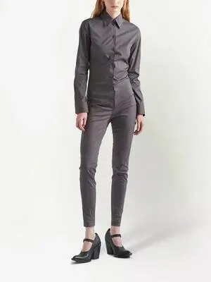 Prada Long-sleeve Poplin Jumpsuit