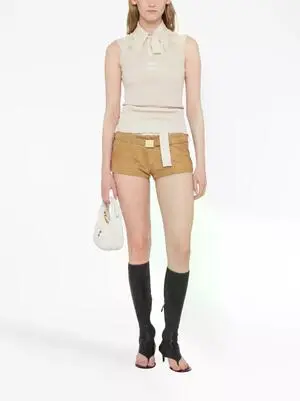Miu Miu Belted Suede Shorts
