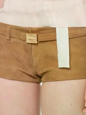 Miu Miu Belted Suede Shorts