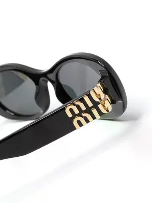 Miu Miu Miu Glimpse Oval-frame Sunglasses - Black