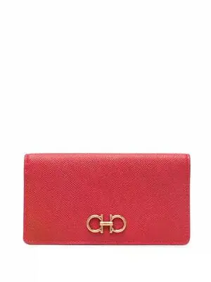 FERRAGAMO Gancini Long Leather Wallet - Red
