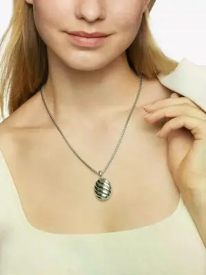 David Yurman Sterling Sculpted Cable Locket Pendant