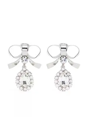 Alessandra Rich Crystal-embellished Bow Drop Earrings - Silver