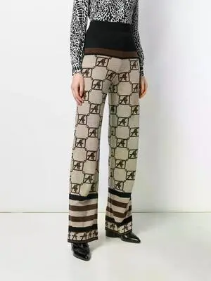 Alberta Ferretti Geometric Pattern Knitted Trousers - Brown