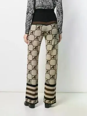 Alberta Ferretti Geometric Pattern Knitted Trousers - Brown