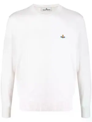 VIVIENNE WESTWOOD Orb-embroidered Crew-neck Jumper - Neutrals