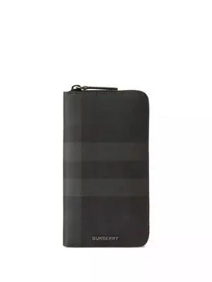 Burberry Check Zip Wallet - Grey