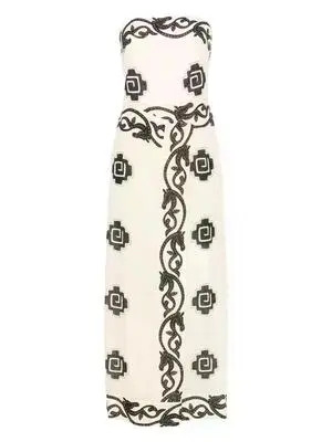 Johanna Ortiz Ancient Printed Strapless Midi Dress - Neutrals