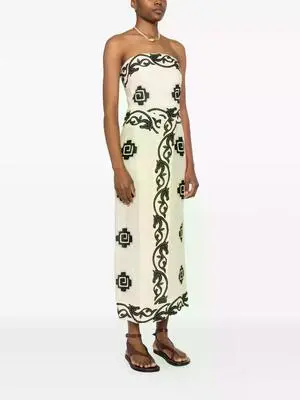 Johanna Ortiz Ancient Printed Strapless Midi Dress