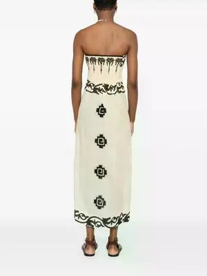 Johanna Ortiz Ancient Printed Strapless Midi Dress