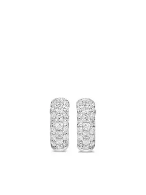 David Yurman Dy Mercer Micro Diamond Hoop Earrings - Silver