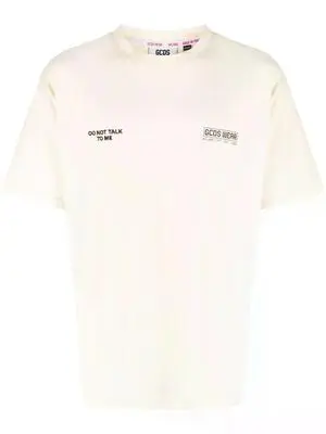 Gcds Slogan-print Cotton T-shirt - Neutrals