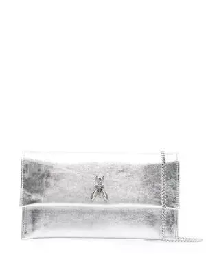 Patrizia Pepe Metallic-effect Leather Clutch