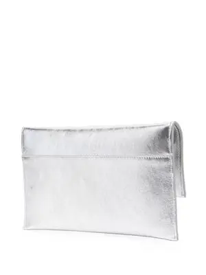 Patrizia Pepe Metallic-effect Leather Clutch