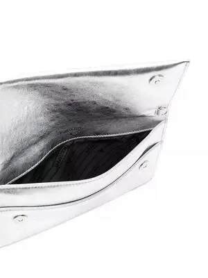 Patrizia Pepe Metallic-effect Leather Clutch