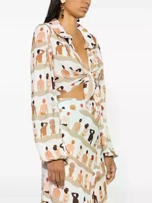 AMIR SLAMA Graphic-print Cropped Blouse