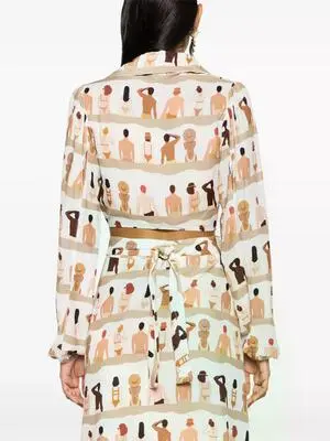 AMIR SLAMA Graphic-print Cropped Blouse