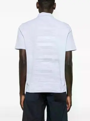 Fedeli Zero Striped Jersey Polo Shirt - Blue