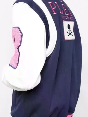 Philipp Plein Embroidered-logo Varsity Jacket - Blue