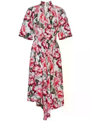 Adam Lippes Floral-print Asymmetric Midi Dress - White