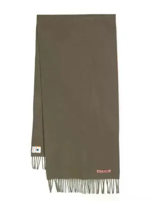 Acne Studios Logo-appliqué Wool Scarf - Green
