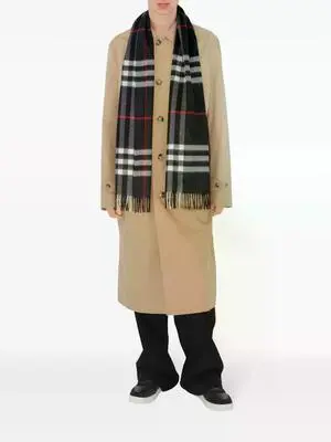Burberry Check Fringed Cashmere Scarf