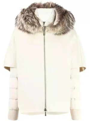 MOORER Layered Shearling-collar Puffer Jacket