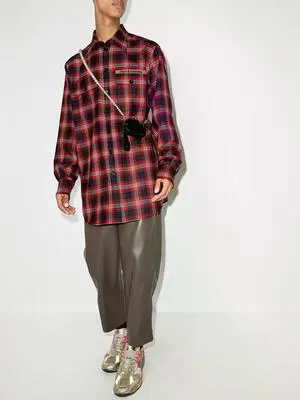 Dolce & Gabbana Logo Patch Plaid Shirt
