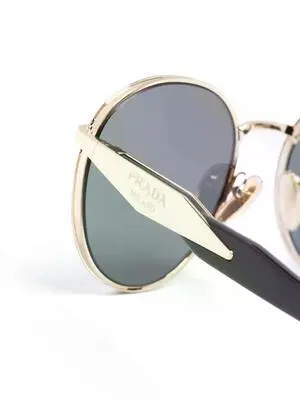 Prada Logo-engraved Round-frame Sunglasses