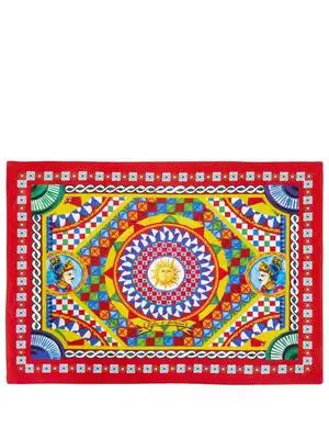 Dolce & Gabbana Carretto-print Placemat And Napkin Set - Red