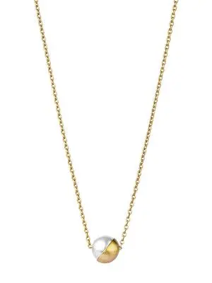 Shihara Half Pearl Necklace 45 - Metallic