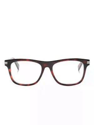 Zegna Tortoiseshell-effect Rectangle-frame Glasses - Brown