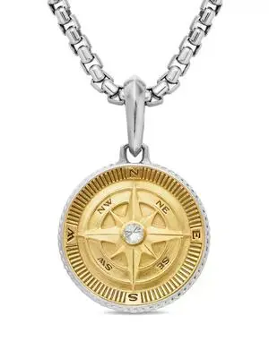 David Yurman 18kt Yellow Gold And Sterling Maritime Compass Diamond Amulet - Silver