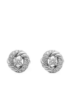 David Yurman Sterling Petite Infinity Diamond Stud Earrings