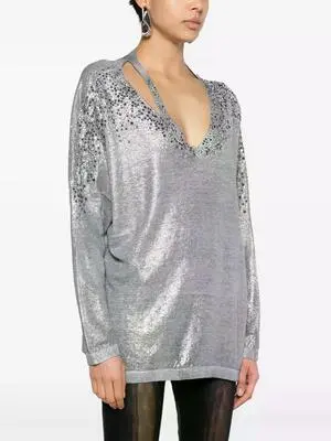 Avant Toi Crystal-embellished V-neck Jumper