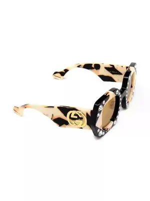 Gucci Crystal-embellished Square-frame Sunglasses