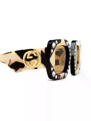 Gucci Crystal-embellished Square-frame Sunglasses
