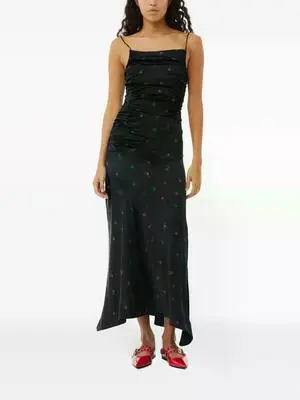 GANNI Ruched Slip Dress