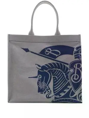 Burberry Equestrian Knight Motif Canvas Tote Bag - Grey