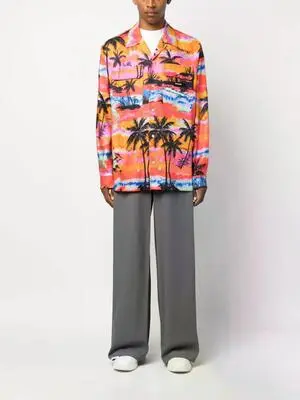 Palm Angels Psychedelic Palms-print Shirt - Orange