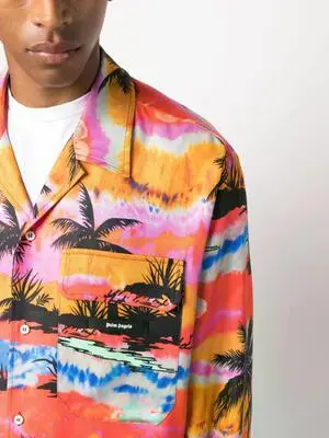 Palm Angels Psychedelic Palms-print Shirt - Orange