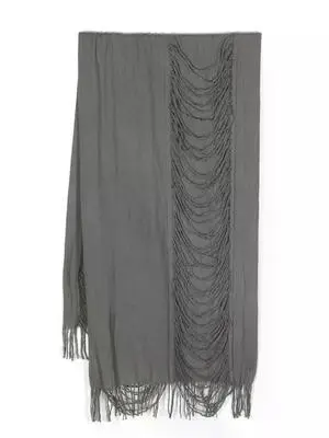 Yohji Yamamoto Distressed-finish Wool Scarf - Grey