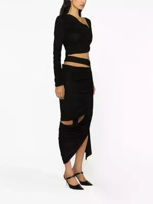 ANDREĀDAMO Draped Asymmetric Cropped Top