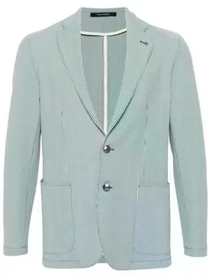 Tagliatore Striped Single-breasted Blazer - Green