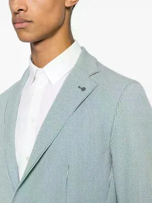 Tagliatore Striped Single-breasted Blazer - Green