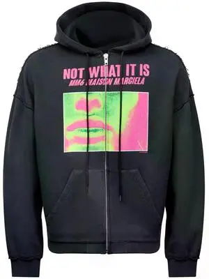 MAISON MARGIELA Graphic-print Cotton Hoodie - Black