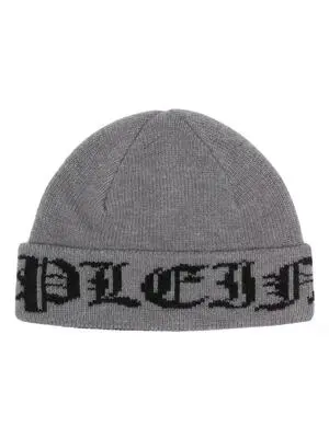 Philipp Plein Gothic Plein Wool Beanie Hat - Grey