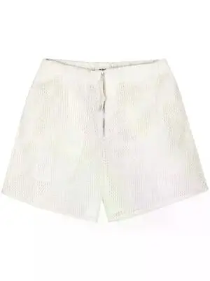 JIL SANDER Mesh Cotton Shorts - Neutrals
