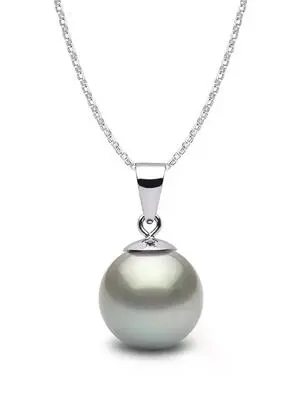 Yoko London 18kt White Gold 9mm Grey Tahitian Pearl Pendant Necklace - Silver